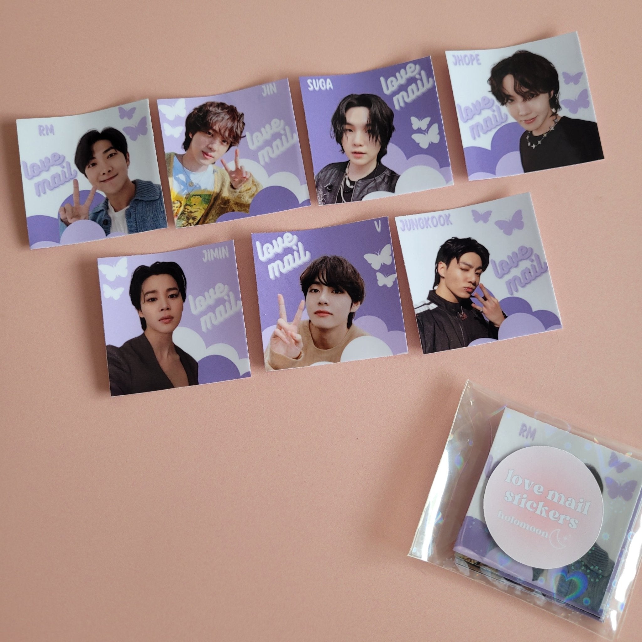 Holo Moon: Love Mail Stickers - BTS Glossy (pack of 10) - KPop Idol